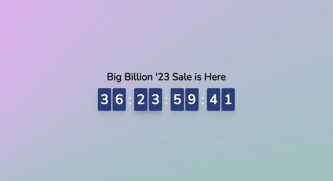 Big Billion Countdown Tailwind CSS Component - TailwindTap